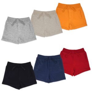 andrew scott boys girls kids -toddler french terry cotton drawstring shorts | multi packs & colors