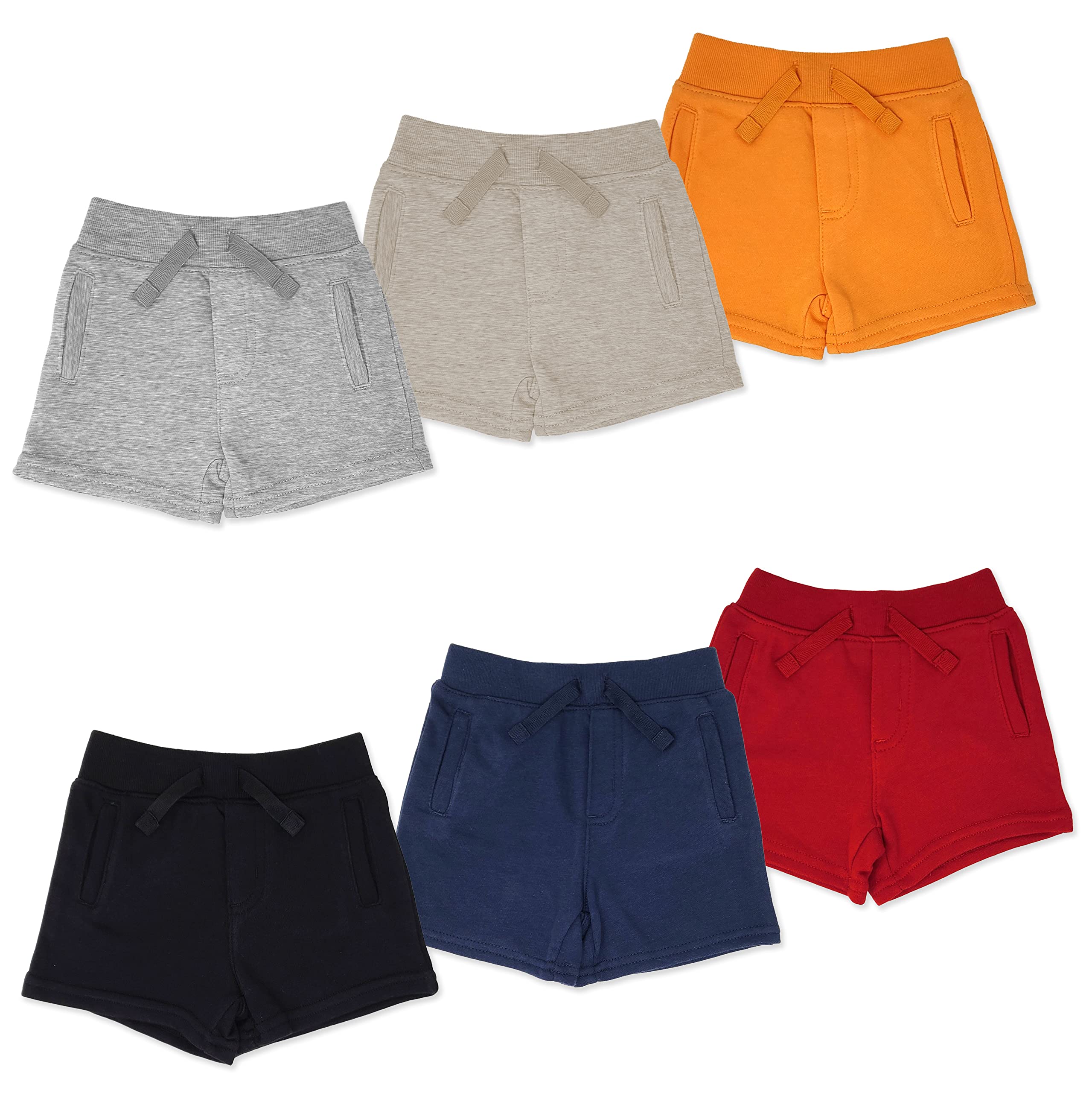 Andrew Scott Boys Girls Kids -Toddler French Terry Cotton Drawstring Shorts | Multi Packs & Colors