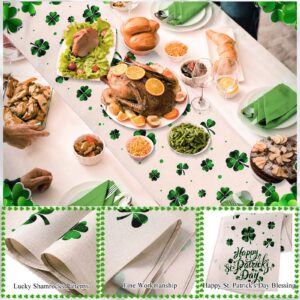 2 Pack St. Patrick's Day Table Runner Lucky Shamrocks Table Runner Irish Burlap Table Runners Lucky Clover Table Runners for St. Patrick's Day Spring Wedding Shower Dinner Party Supplies 13 x 72 inch