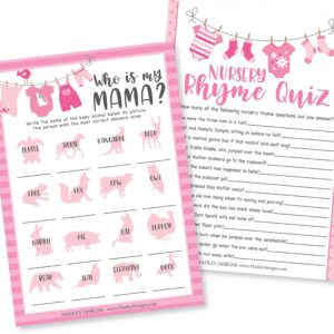 25 Pink Animal Matching, 25 Nursery Rhyme Game, 25 Who Knows Mommy Best, 25 Baby Prediction And Advice Cards - 4 Double Sided Cards, Baby Shower Party Supplies