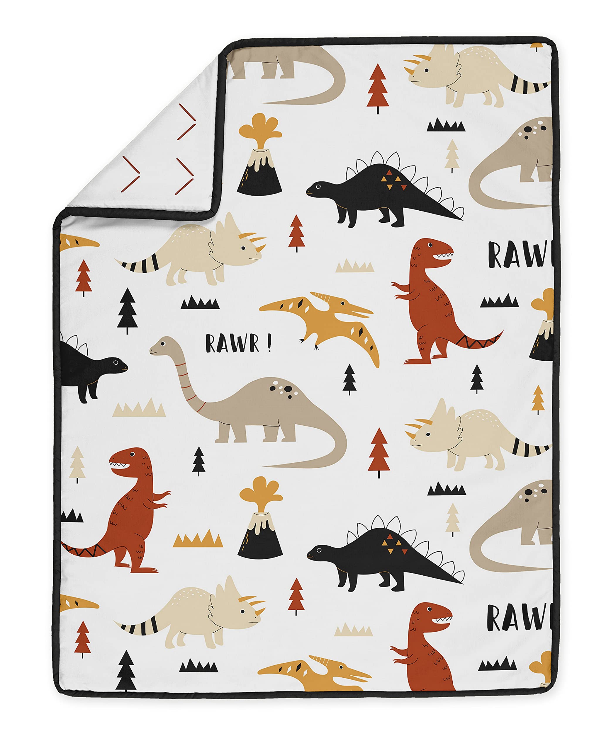 Sweet Jojo Designs Mod Dino Baby Boy Girl Nursery Crib Bedding Set - 4 pieces - Orange Tan Rust Taupe Mustard Yellow Beige Brown Black Modern Dinosaur Boho Dinosaurs Arrow Chevron Herringbone Neutral