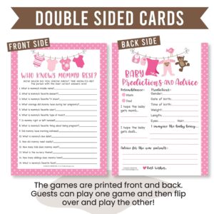 75 Pink Who Knows Mommy Best, Baby Prediction and Advice Cards etc, 25 True Or False, Word Scramble For Baby Shower Ideas - 8 Double Sided Cards Baby Shower Games Funny, Baby Shower Party Supplies