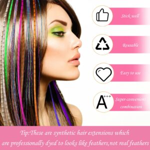 1440 Strands Hair Tinsel Kit with Tools Glitter Hair Extension Tinsel 26 Pieces 13 Colors Feather Hair Extensions Heat Resistant Synthetic Hair with 200 Micro Ring Beads for Women Cosplay Party Supply