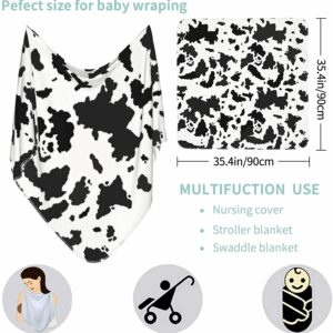 Belinyo Dalmatian Cow Baby Swaddle Blankets Nursing Cover Infant Receiving Blankets for Crib, Stroller, Travel（36x 36 Inch）