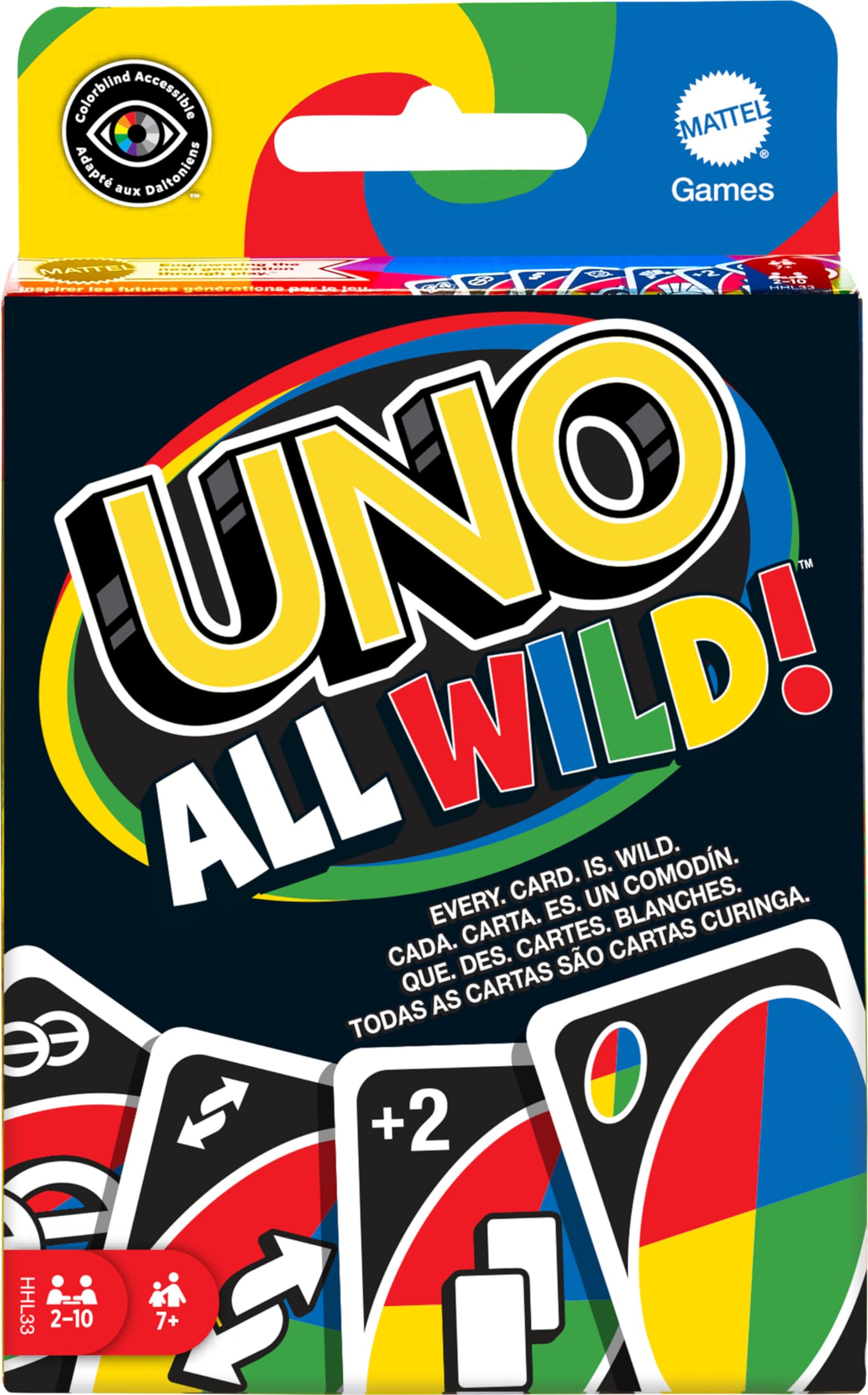 Mattel Games UNO All Wild Card Game with 112 Cards, Gift for Kid, Family & Adult Game Night for Players 7 Years & Older