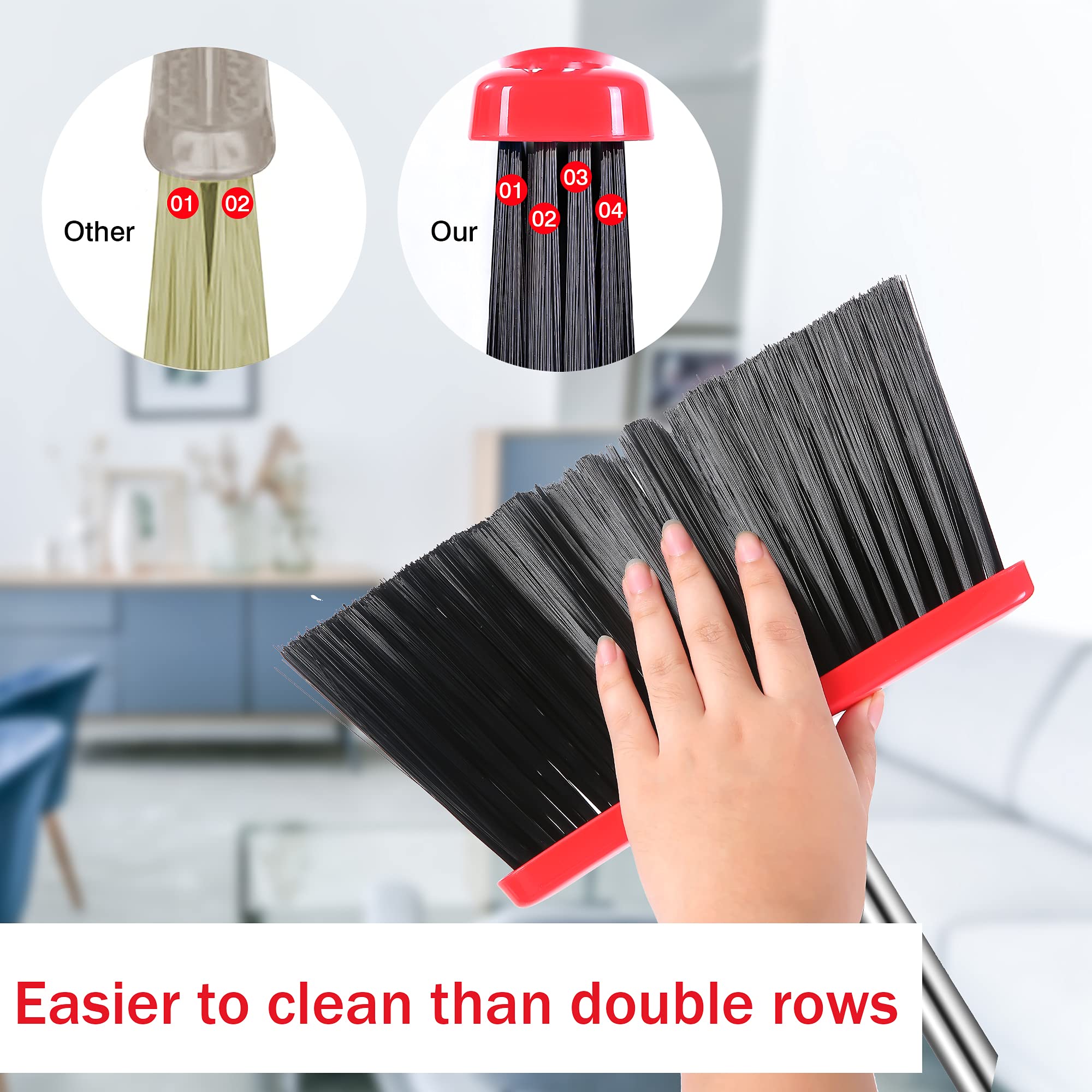 Broom and Dustpan Set 2021 Outdoor Or Indoor Broom Dust Pan 3 Foot Angle Heavy Push Combo Upright Long Handle for Kids Garden Pet Dog Hair Lobby Wood Floor Sweeping Kitchen House