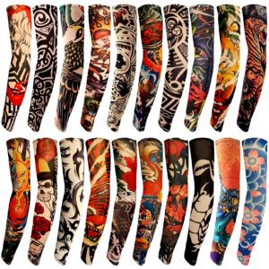 aresvns extended version tattoo sleeves cover for biker 20pcs, cycling tattoo sleeves sunscreen sleeves unisex stretchable christmas gift cosplay accessories sleeves