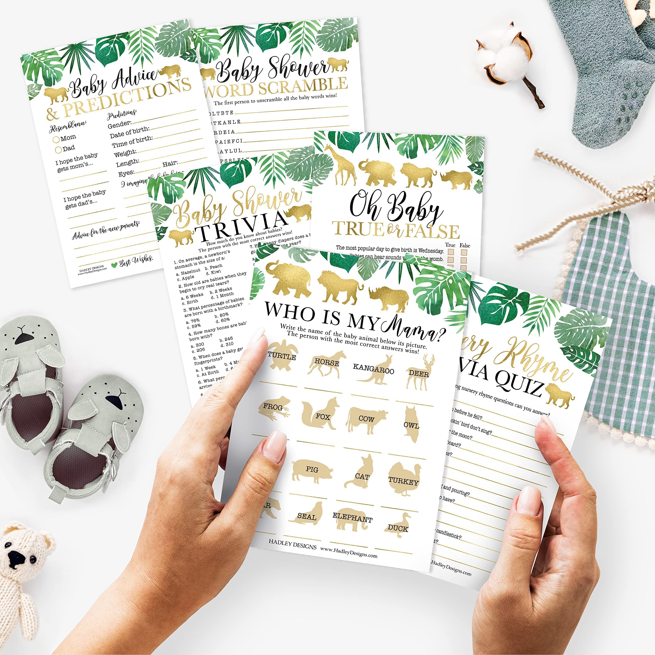 50 Safari Baby Prediction And Advice Cards, Trivia Games, etc, 25 Baby Animal Matching, Nursery Rhyme Game - 6 Double Sided Cards Baby Shower Games Funny, Baby Shower Ideas Baby Sprinkle Games