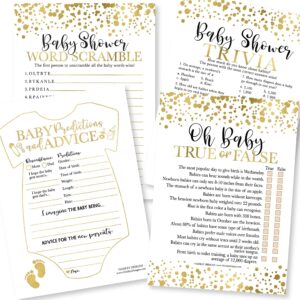 50 Gold Baby Prediction And Advice Cards, Trivia Games, etc, 25 Baby Animal Matching, Nursery Rhyme Game - 6 Double Sided Cards Baby Shower Games Funny, Baby Shower Ideas Baby Sprinkle Games