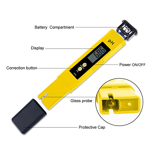 TSKF PH and TDS PPM Meter Pen Type Combo, Digital Water Tester 0.05ph High Accuracy pH Meter with 0-14 pH Measurement Range,± 2% Readout Accuracy 3-in-1 TDS&EC Meter Temperature Meter, UL Certified