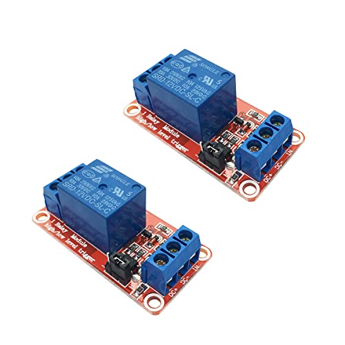 10Gtek# 5V 1-Channel Relay Module with Opto-Coupler high Low Level Trigger for Arduino UNO STM32 Raspberry Pi, Pack of 2