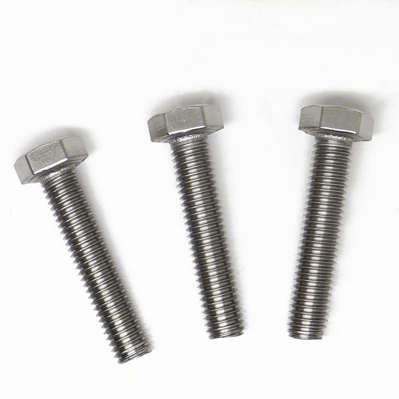 M10-1.5 x 55mm Hex Head Bolt Hexagon Screw, Stainless Steel 18-8(304), Full Thread, Plain Finish, DIN933, Pack of 8pcs