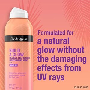 Neutrogena Build-A-Glow Gradual Self-Tanning Moisturizing Spray, with Argan Oil, Designed for Natural Hydrated Glow, Tan, Bronze Tan, 5 oz