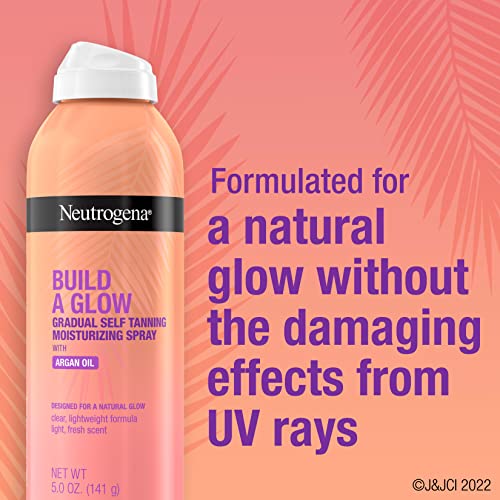 Neutrogena Build-A-Glow Gradual Self-Tanning Moisturizing Spray, with Argan Oil, Designed for Natural Hydrated Glow, Tan, Bronze Tan, 5 oz