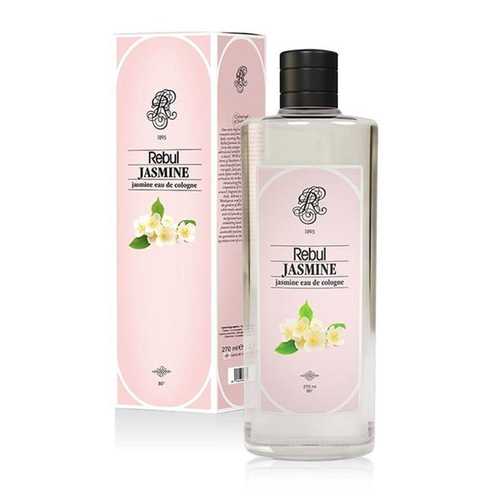 Rebul Jasmine Eau De Cologne Jasmine Scents from Southern Italy with the Cocktail of Red Apple, Juicy Pear, Sweet Peach and Exotic Lychee Cologne Splash (9.1 Fl Oz)