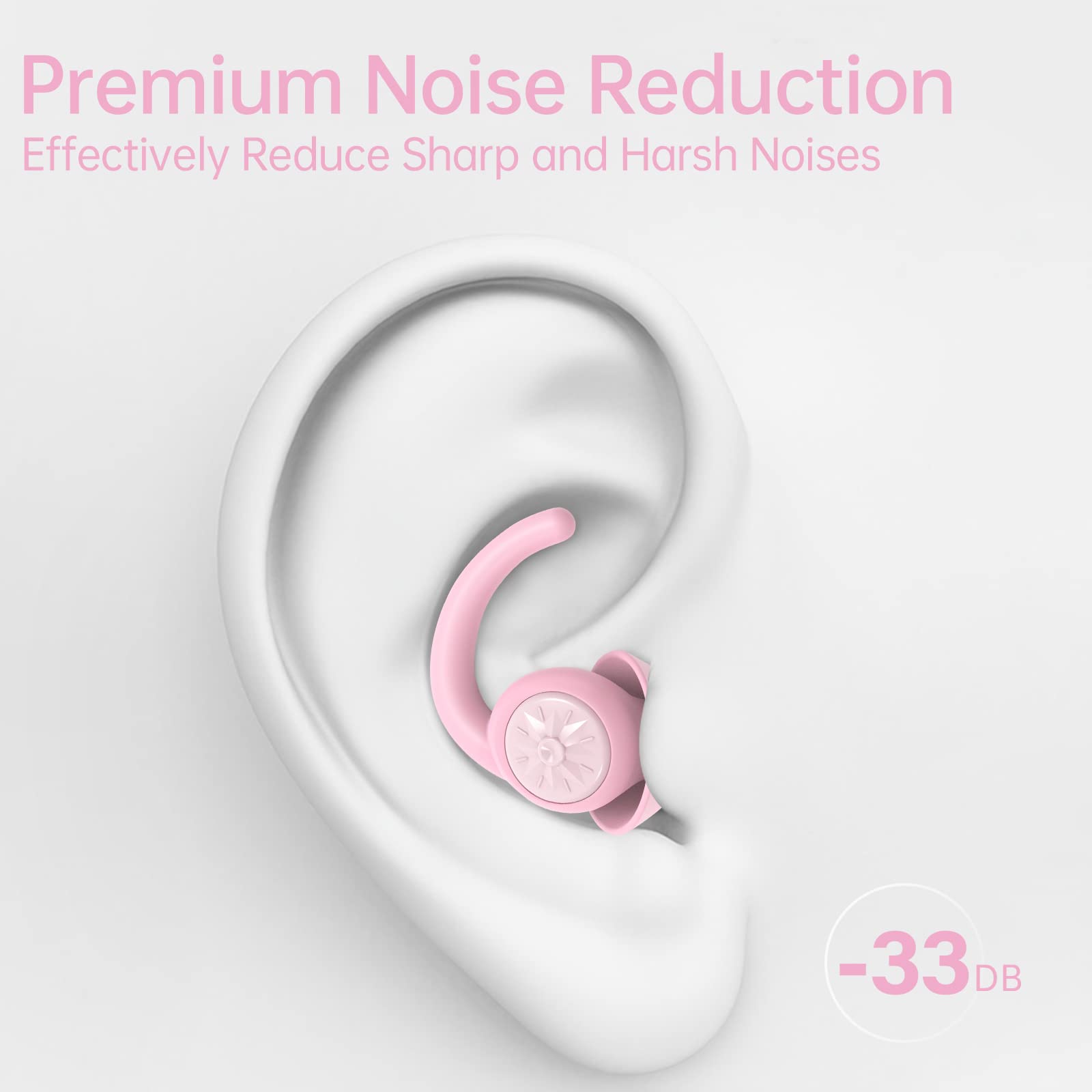 Ear Plugs for Sleeping Noise Cancelling 2 Pairs Noise Reduction Earplugs for Sleep Soft Silicone Hearing Protection Earplug for Snoring Work Construction Noise Sensitive Pink