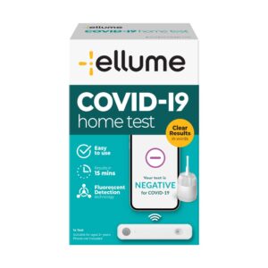 ellume covid-19 home test, 1 pack, 1 test total, results in 15 minutes to free mobile app, fda emergency use authorization