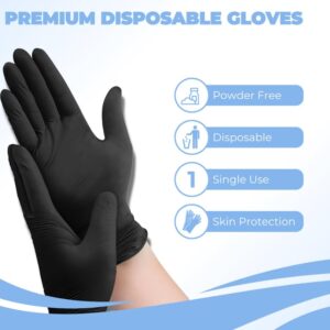 Exam Grade 4 Mil Nitrile Gloves - 1000 Count, Black Disposable Gloves Latex Free, Black Rubber Gloves, Mechanic Gloves, Medical Gloves