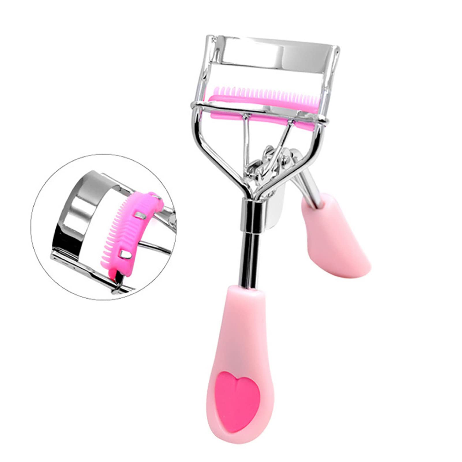 Eyelash Extension Kit Women Wide Angle Eyelash Carbon Steel Brush Comb Curler Make Up Cosmetics Tool - Pink