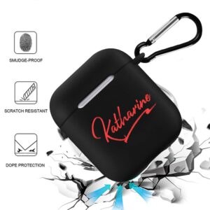 Custom AirPods Case for Apple AirPod 2 and 1, Shock Soft Absorption Black TPU Cover, Personalized Name Airpod Cases with Keychain