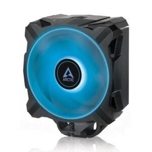 arctic freezer i35 rgb - single tower cpu cooler with rgb, intel specific, pressure optimized 120 mm p-fan, 200–1700 rpm, 4 heat pipes, incl. mx-5 thermal paste - black