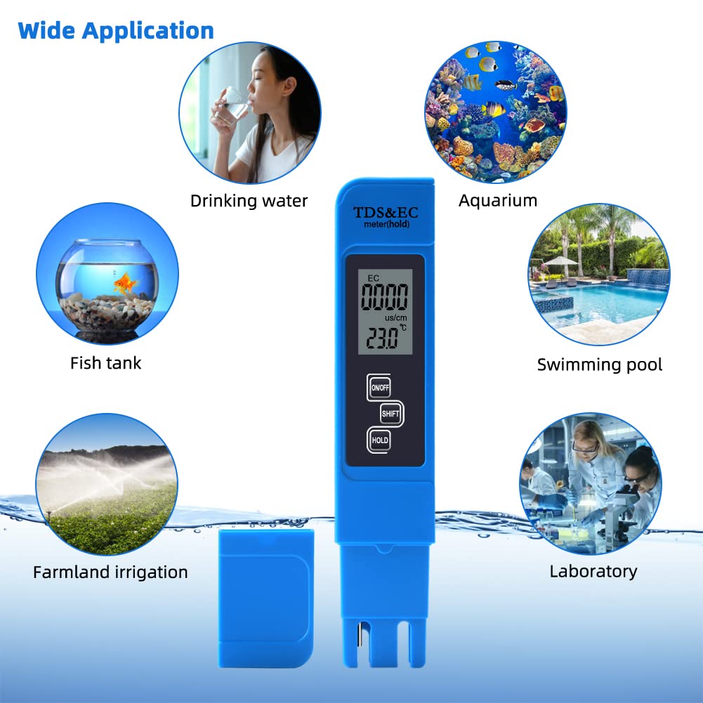 TSKF PH and TDS PPM Meter Pen Type Combo, Digital Water Tester 0.05ph High Accuracy pH Meter with 0-14 pH Measurement Range,± 2% Readout Accuracy 3-in-1 TDS&EC Meter Temperature Meter, UL Certified