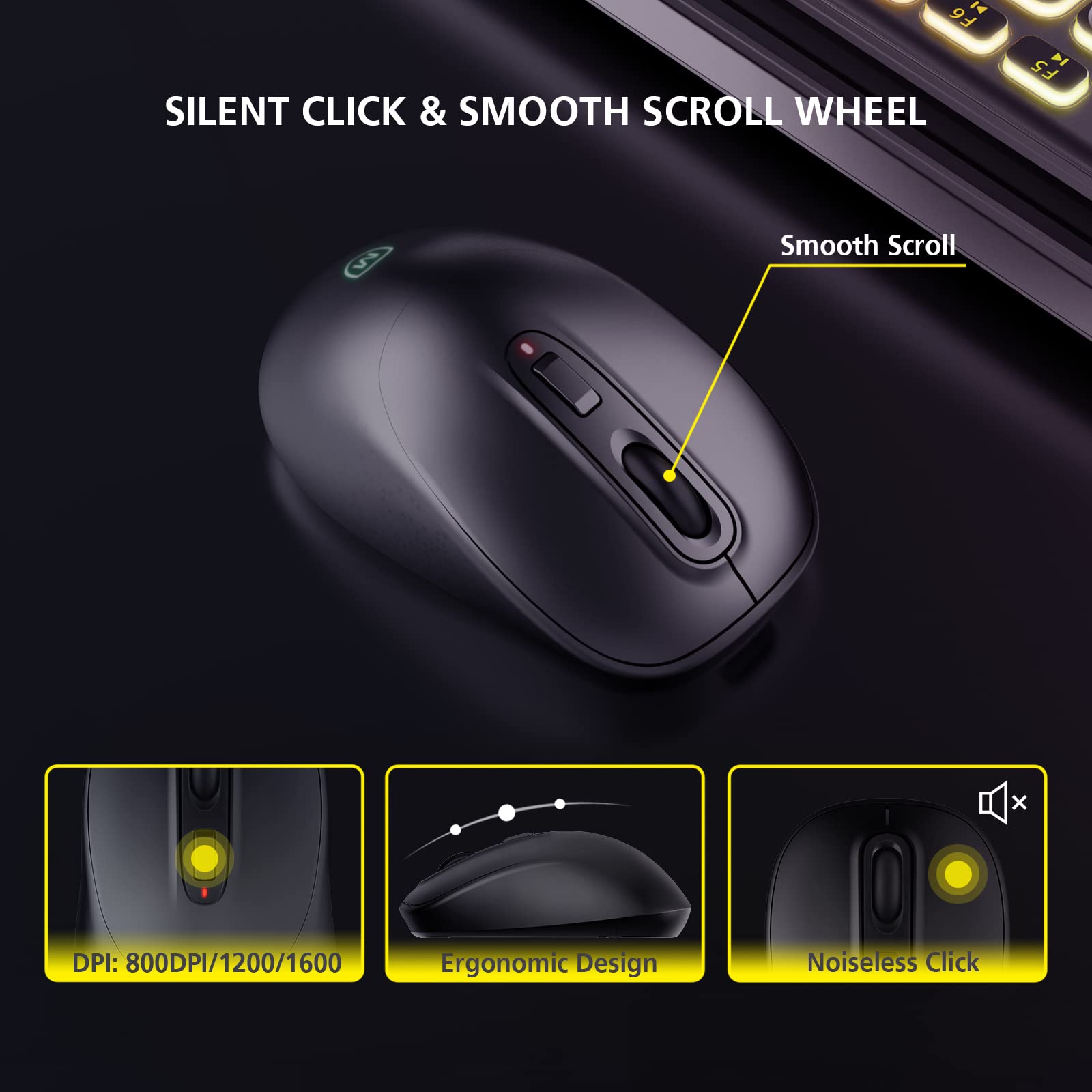 Backlit 2.4G Wireless Keyboard and Mouse Combo, Illuminated Full-Sized Rechargeable Keyboard & Silent Mouse Set with Rainbow Lighting & Integrated Cradle for Macbooks, PC Computer & Laptop