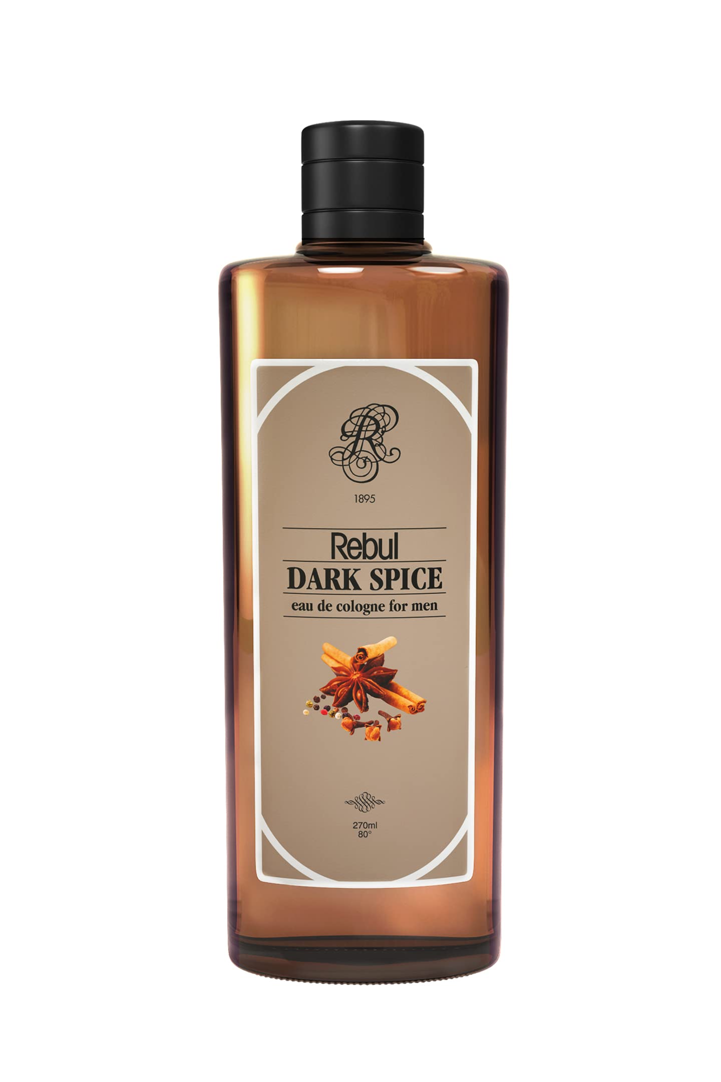 Rebul Dark Spice Eau De Cologne Sharp Anise and Black Pepper Scent with Fresh Lemon Cologne Splash (9.1 Fl Oz)