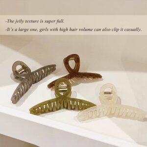 Big Hair Claw Clips - Butterfly Hair Accessories for Women and Girls with Long, Thick Hair - Large 5.1 Jelly Clips, 4 Pcs, Mother's Day Gifts