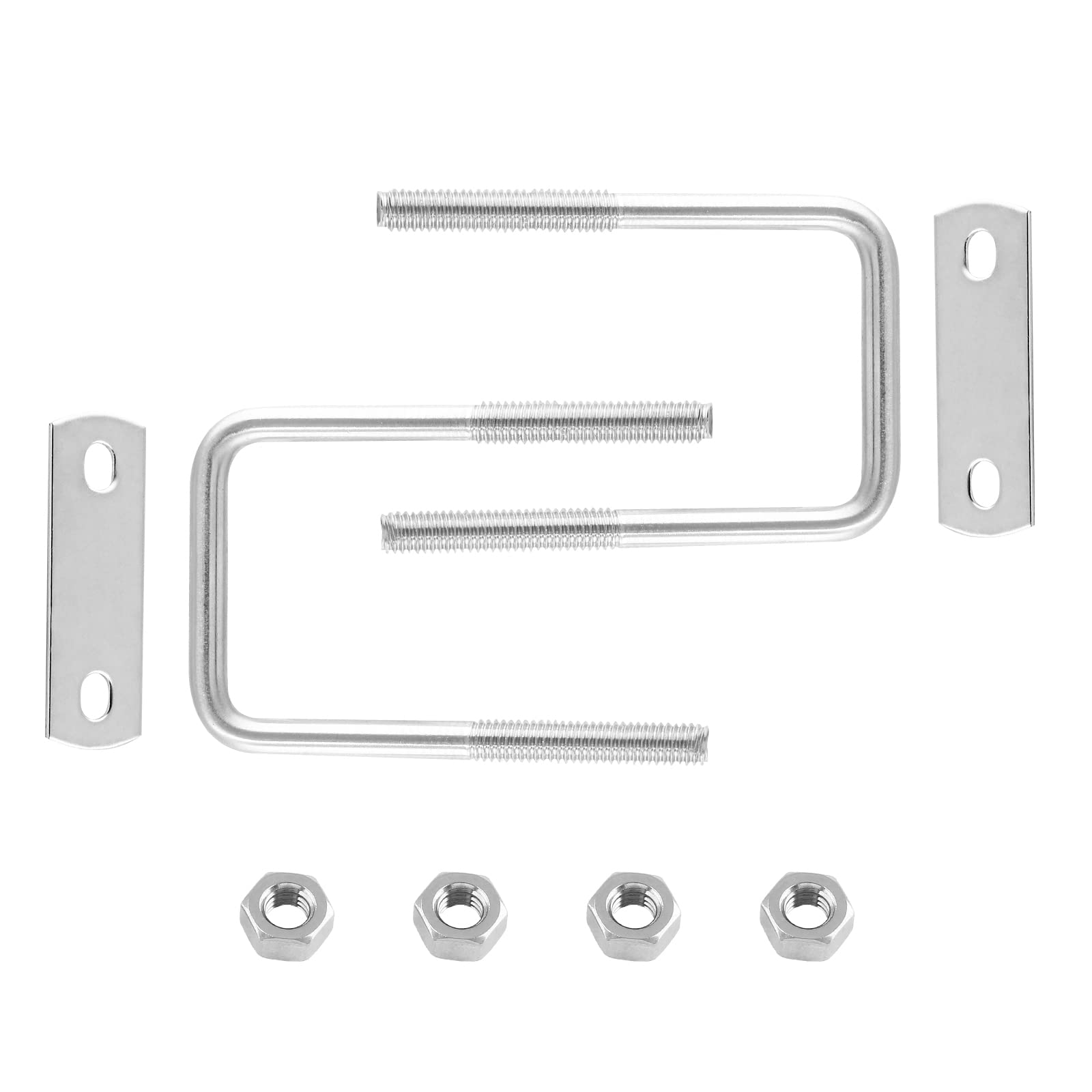 Jersvimc 2Pcs Stainless Steel Square U-Bolt Clamp M8x50x100mm - (Thread Size x Inner Width x Length), Mini Metal U Bolts Pole U Bolt Brackets for Camper Trailer Marine Boat