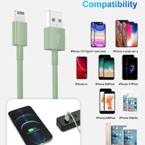 4 Pack [Apple MFi Certified] Apple Charging Cables 6ft, iPhone Chargers Lightning Cable 6 Foot, Fast iPhone Charging Cord for iPhone 14/14Pro/13/13Pro/12/11/11Pro/11Max/ X/XS/XR/XS Max/8, ipad(Green)