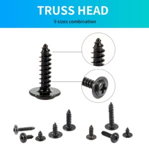 MEIYYJ 450pcs Phillips Truss Head Self Tapping Screws,M2.3 M2.6 M3 Pan Head with Washer Screw,Carbon Steel Self Drilling Screws.