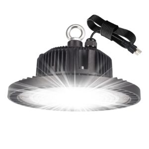 ct capetronix high bay led lights, ufo led high bay light 100w, 13,000lm (130lm/w) 5000k 400w hps equivalent, 5' cable with ac85-265v plug for warehouse,garage,gym,retail stores.