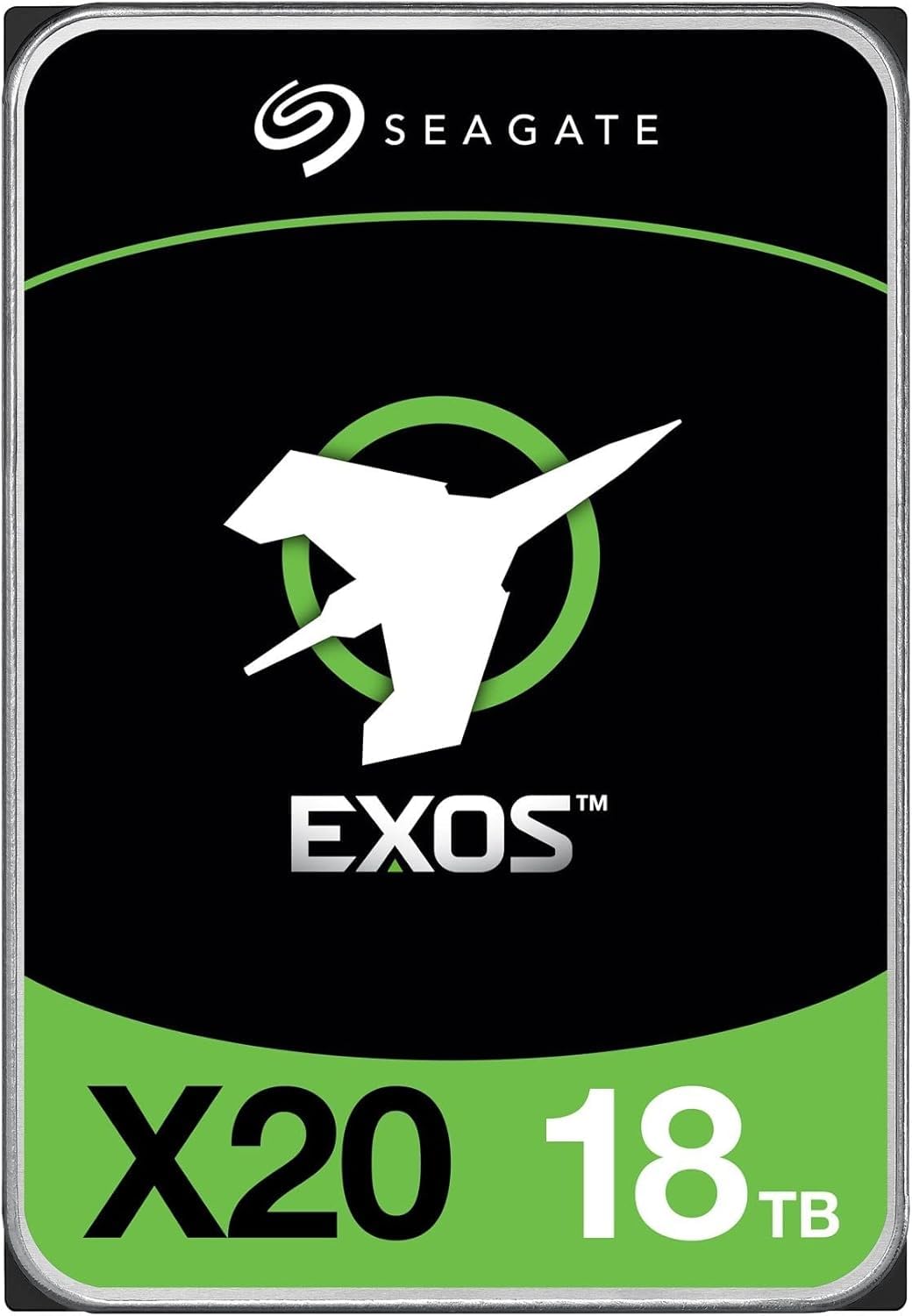 Seagate ST18000NM003D 18TB Exos X20 SATA Hard Drive, 3.5" HDD, SATA 6Gb/s, 7200rpm, 256MB Cache, 512E, 4.16ms, NCQ