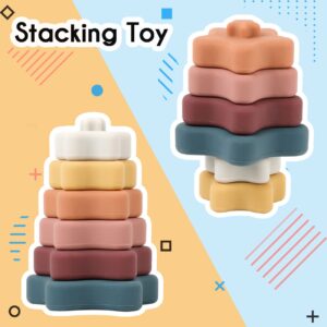 haakaa Silicone Star Stacking Toys, Baby Stacking Rings Baby Stacking Toys & Baby Teether, Boho Baby Toys Stacking Blocks, Silicone Infant Toys, Star Shape, 6Pacs.