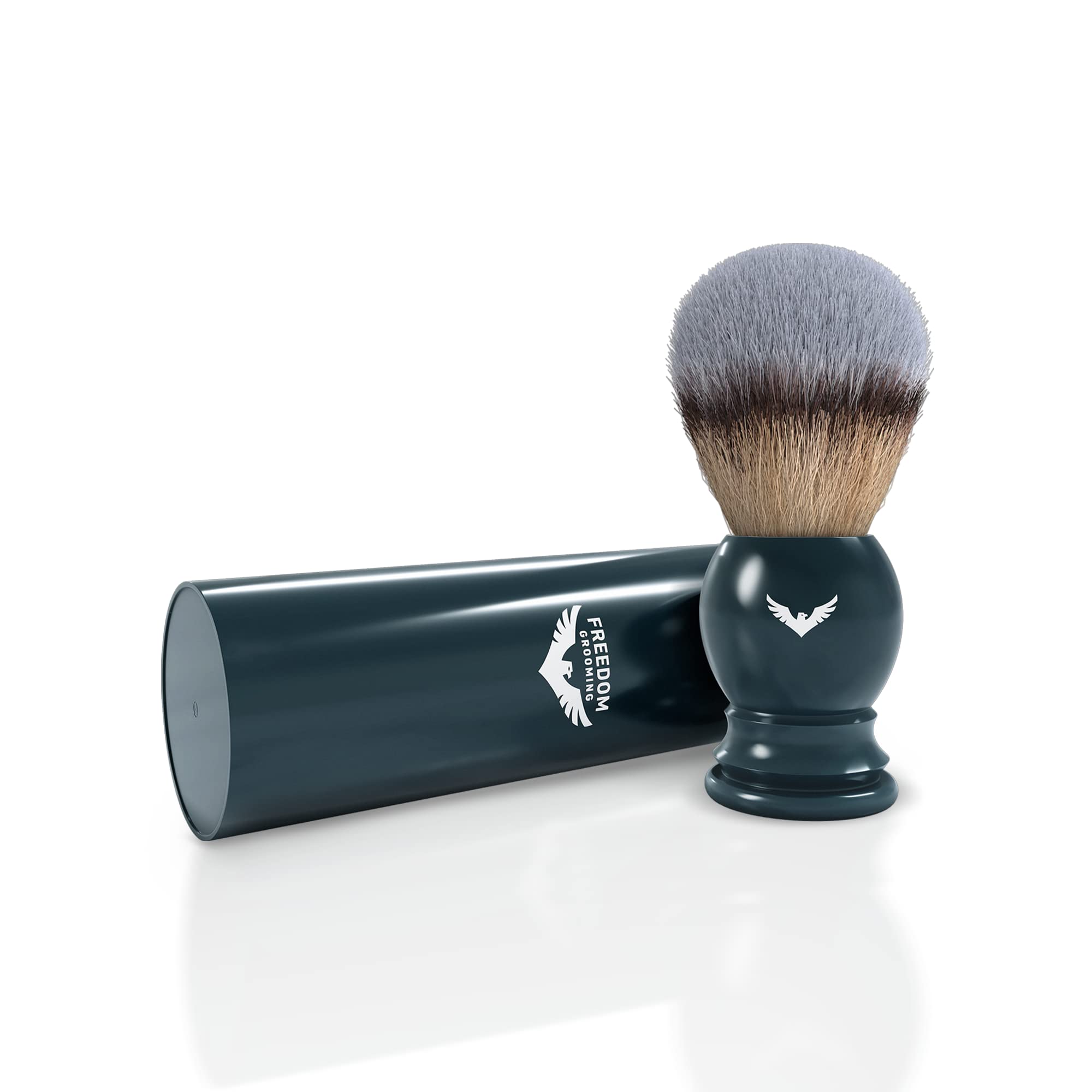 Shave Brush and Case - Classic Shaving Brush with Protective Carrying Case, Silvertip Hair Fibers, Polished Handle from Freebird