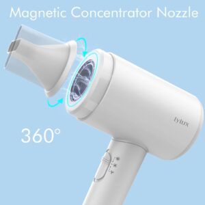 Lylux Cordless Hair Dryer, Low-Heat Ionic Blow Dryer with 110, 000 RPM Brushless Motor, Magnetic Nozzle, 88W Fast Charging Battery Operated, for Women/Kids Ourdoor, Camping, Beaches