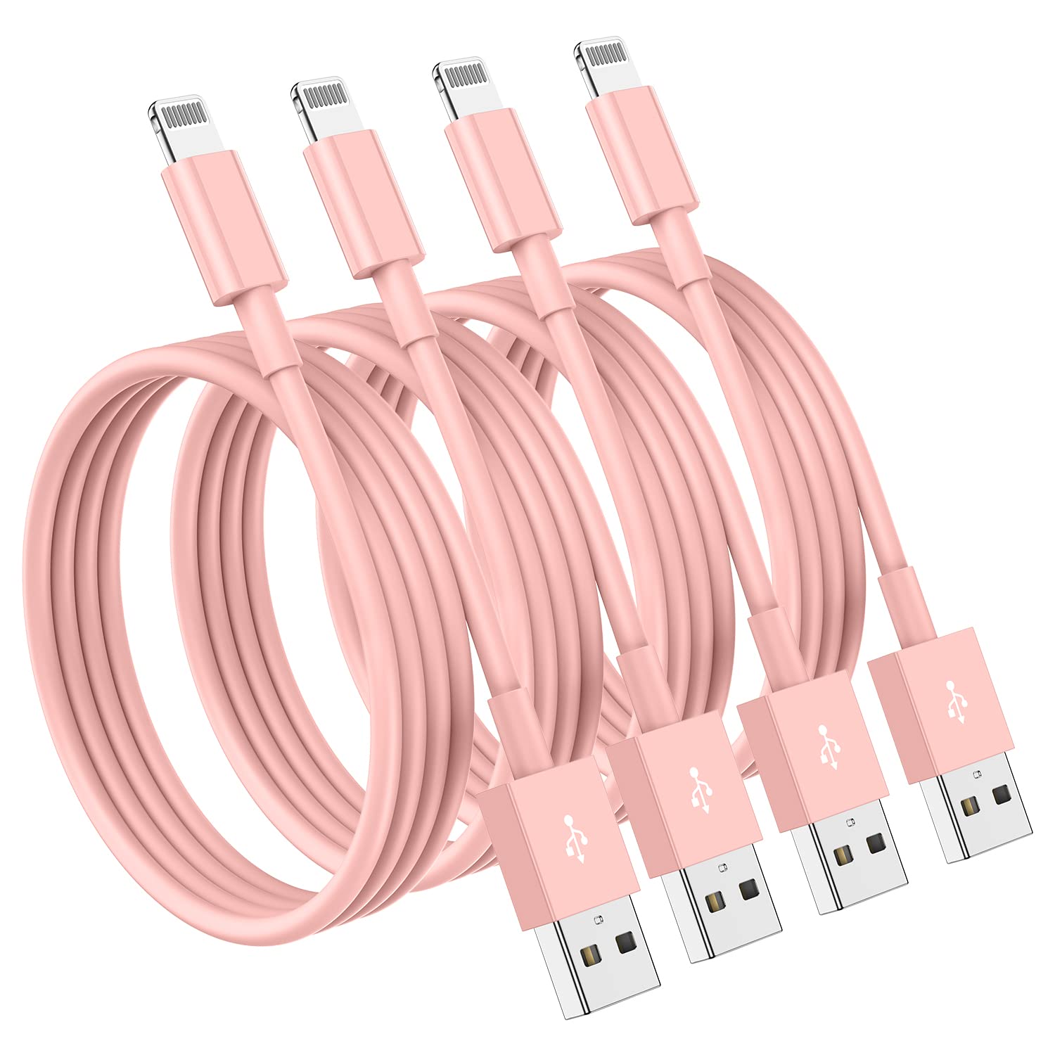 4 Pack [Apple MFi Certified] Apple Charging Cables 6ft, iPhone Chargers Lightning Cable 6 Foot, Fast iPhone Charging Cord for iPhone 14/14Pro/13/13Pro/12/11/11Pro/11Max/ X/XS/XR/XS Max/8, ipad(Pink)