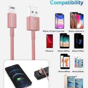 4 Pack [Apple MFi Certified] Apple Charging Cables 6ft, iPhone Chargers Lightning Cable 6 Foot, Fast iPhone Charging Cord for iPhone 14/14Pro/13/13Pro/12/11/11Pro/11Max/ X/XS/XR/XS Max/8, ipad(Pink)