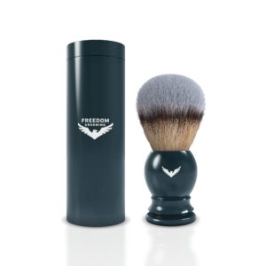 shave brush and case - classic shaving brush with protective carrying case, silvertip hair fibers, polished handle from freebird