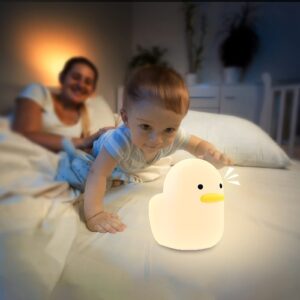 resoxy led duck lamp night light,cute animal silicone nursery night light usb rechargeable table lamp bedside lamp with touch sensor for kids room breastfeeding