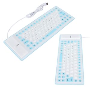 Silicone Keyboard, Foldable Flexible Keyboard USB Wired Gaming Keyboard, 85 Keys, Fully Sealed Design, Roll-up Silent Soft Keyboard, Waterproof, Dustproof for PC Notebook Laptop(Blue)