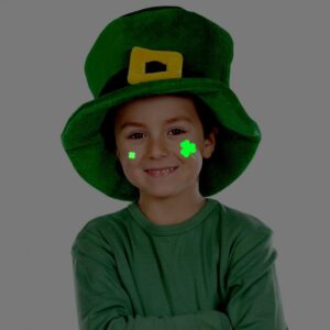 Leesgel St Patricks Day Tattoos Stickers, Luminous Shamrock Tattoos, St. Paddy’s Party Parade Favors Supplies Decorations (10 Sheets)