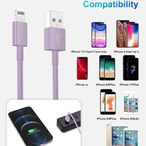 4 Pack [Apple MFi Certified] Apple Charging Cables 6ft, iPhone Chargers, Lightning Fast iPhone Charging Cord for iPhone 12/11/11Pro/11Max/ X/XS/XR/XS Max/8/7, ipad(White) (4pack(6ft), Purple, 4)