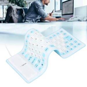 Silicone Keyboard, Foldable Flexible Keyboard USB Wired Gaming Keyboard, 85 Keys, Fully Sealed Design, Roll-up Silent Soft Keyboard, Waterproof, Dustproof for PC Notebook Laptop(Blue)