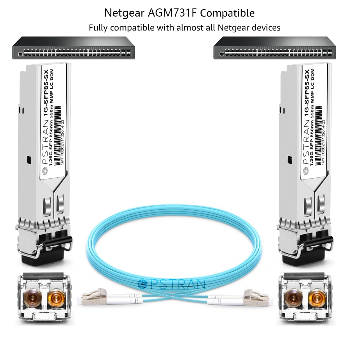 OPSTRAN 1000BASE-SX SFP Optical Transceiver Module Compatible with Netgear AGM731F 850nm 550m DDM Duplex LC MMF