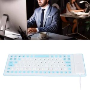 Silicone Keyboard, Foldable Flexible Keyboard USB Wired Gaming Keyboard, 85 Keys, Fully Sealed Design, Roll-up Silent Soft Keyboard, Waterproof, Dustproof for PC Notebook Laptop(Blue)