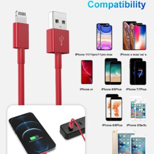 4 Pack [Apple MFi Certified] Apple Charging Cables 6ft, iPhone Chargers, Lightning Fast iPhone Charging Cord for iPhone 12/11/11Pro/11Max/ X/XS/XR/XS Max/8/7, ipad(White) (4pack(6ft), Red, 4)