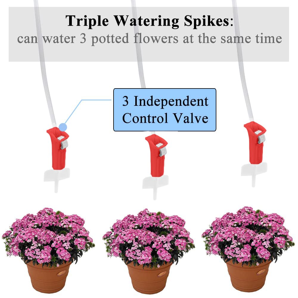 4pcs Auto Watering Tube for Indoor Potted Plants Long Vacation Use Automatic Water Irrigation Dripper Irrigation Device Plant Waterer with Adjustable Control Valve Switch, 39 inch