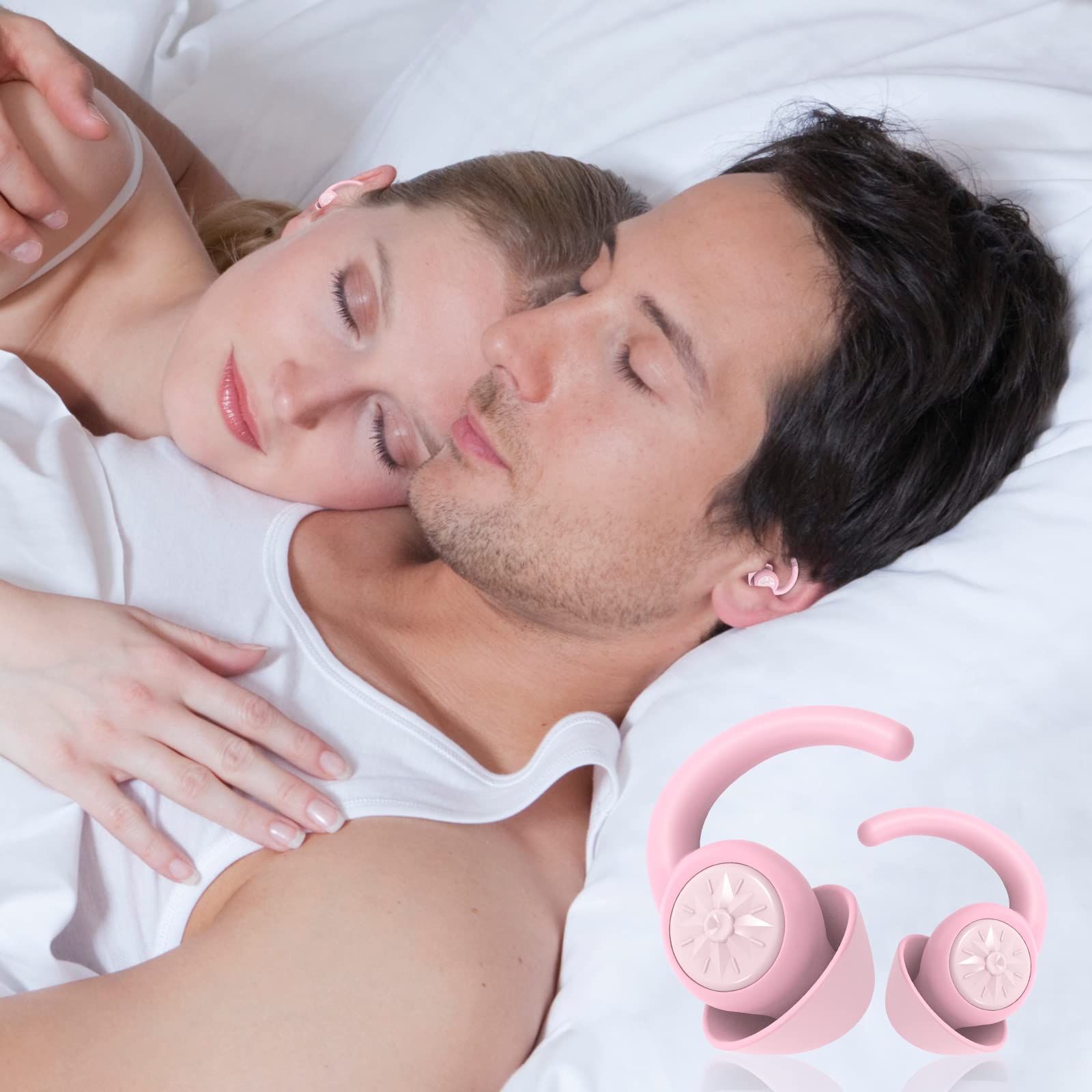 Ear Plugs for Sleeping Noise Cancelling 2 Pairs Noise Reduction Earplugs for Sleep Soft Silicone Hearing Protection Earplug for Snoring Work Construction Noise Sensitive Pink